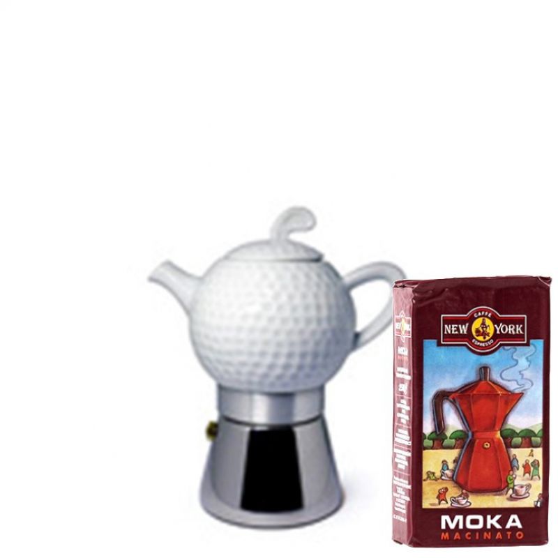 ANCAP GOLF 2 Tassen Espressokocher mit 250 g Caffé New York Mokka ...